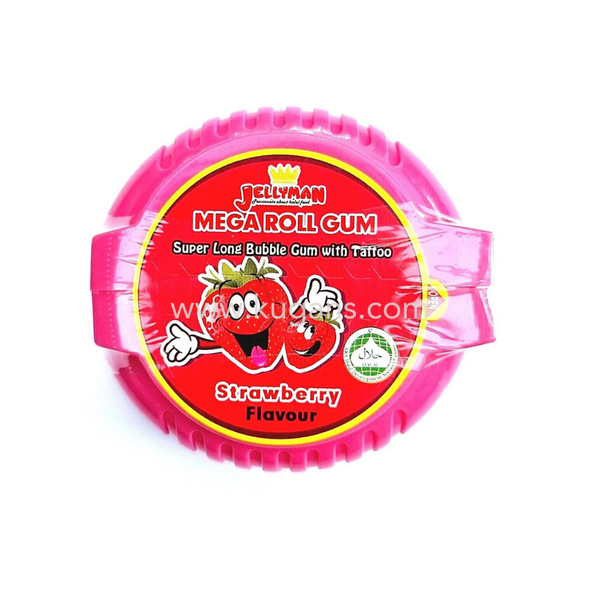 Jellyman Mega Roll Gum Strawberry Flavour 40g–Kugans.com