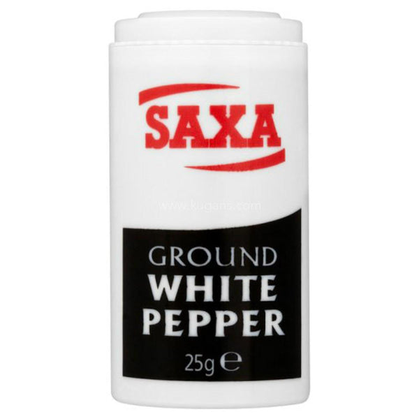 Saxa Ground White Pepper 25g–Kugans.com
